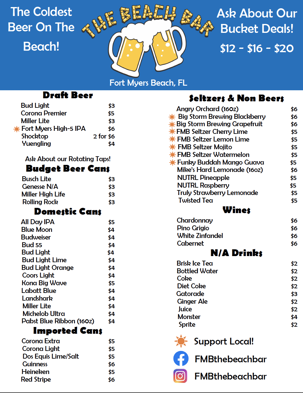 Menu The Beach Bar