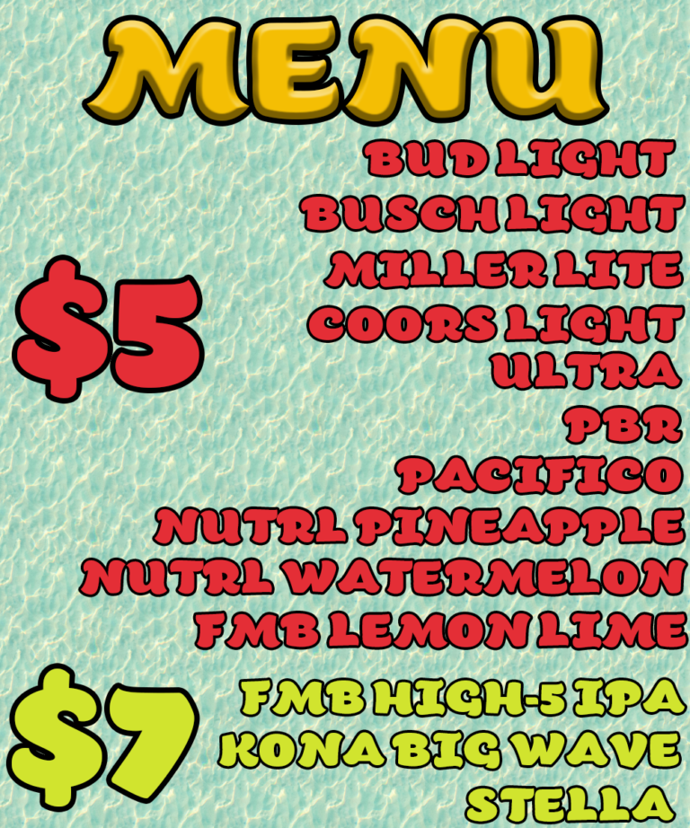 Menu – The Beach Bar